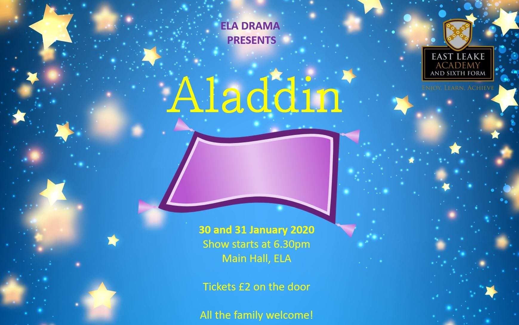 Aladdin - 30 and 31 January 2020 - East Leake Academy