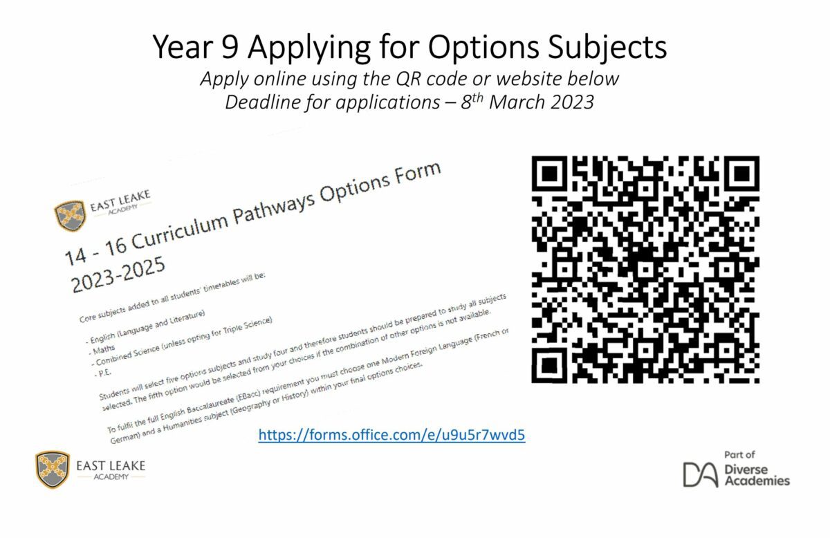 Year 9 GCSE options - East Leake Academy